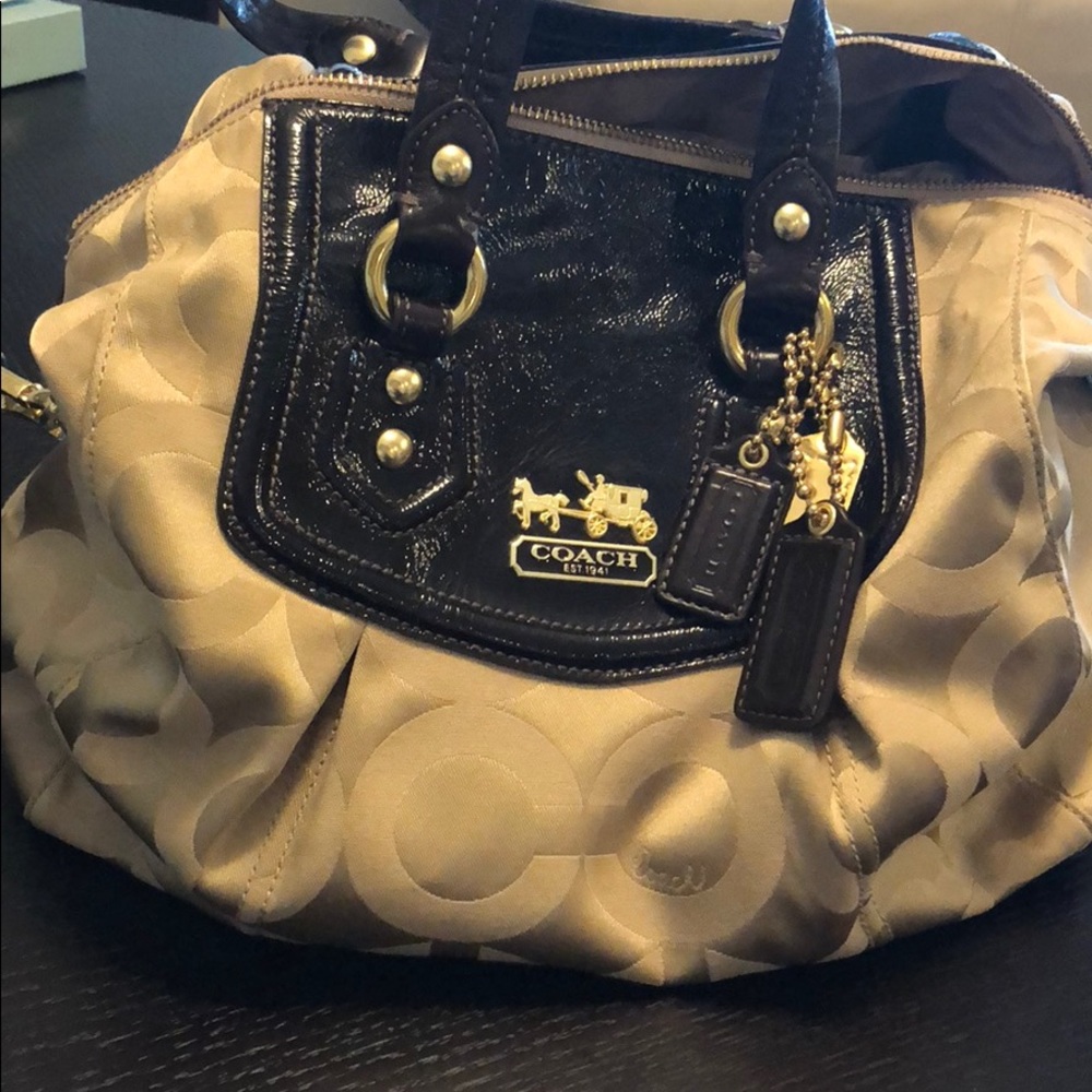 Coach Madison Op Art Tan Satchel - Gem